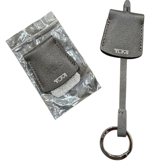 Tumi | Bags | Tumi Leather Key Fob Luggage Tag Keychain Gray New Key ...